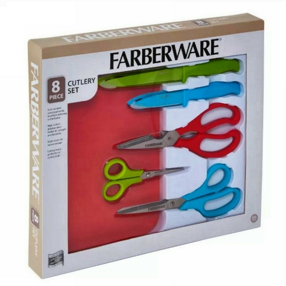 Farberware | Kitchen | Farbeware 8pc Knives Scissors Board Cutlery Set ...